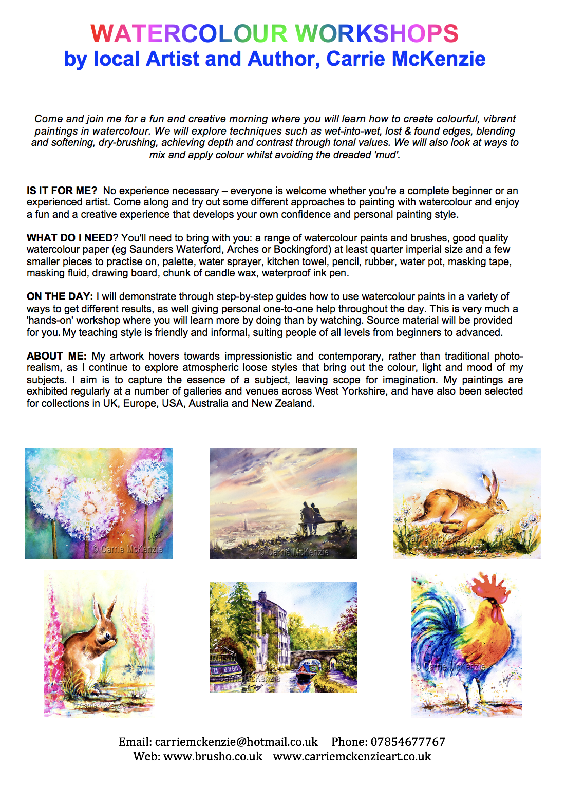 Wcolour wkshops generic poster - Carrie McKenzie
